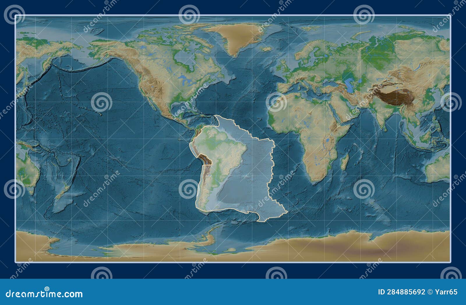 South American Tectonic Plate. Physical. Patterson Cylindrical. Stock ...