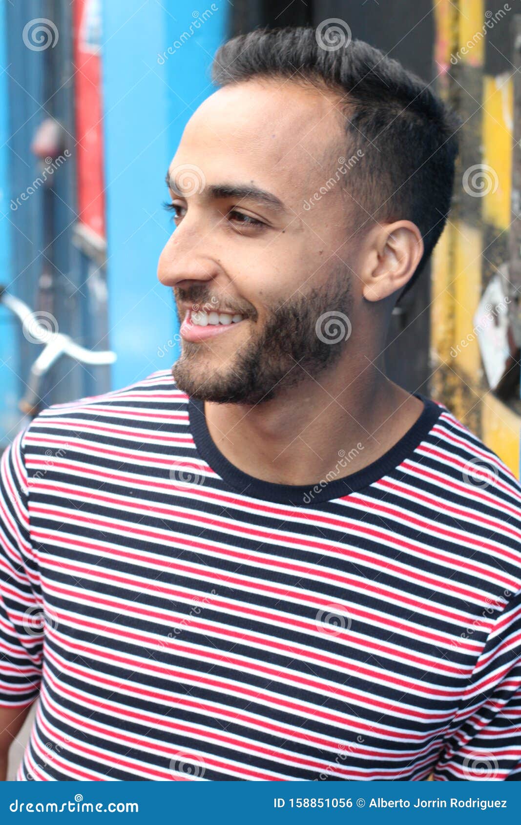 South American Young Man Smiling Outdoors Stock Photo - Image of ...