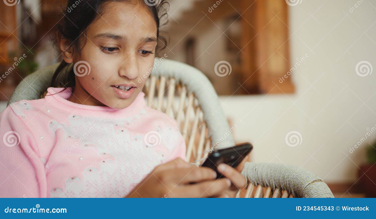 South Asian Kid Having Video Call on Phone Stock Image - Image of ...