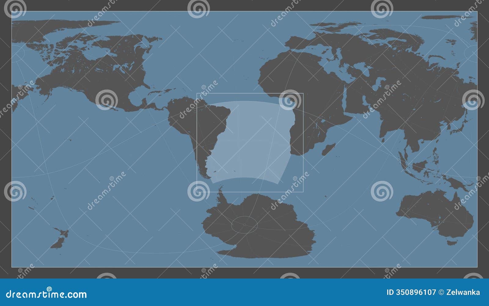 South Atlantic Ocean on the World Map. Solid Stock Illustration ...