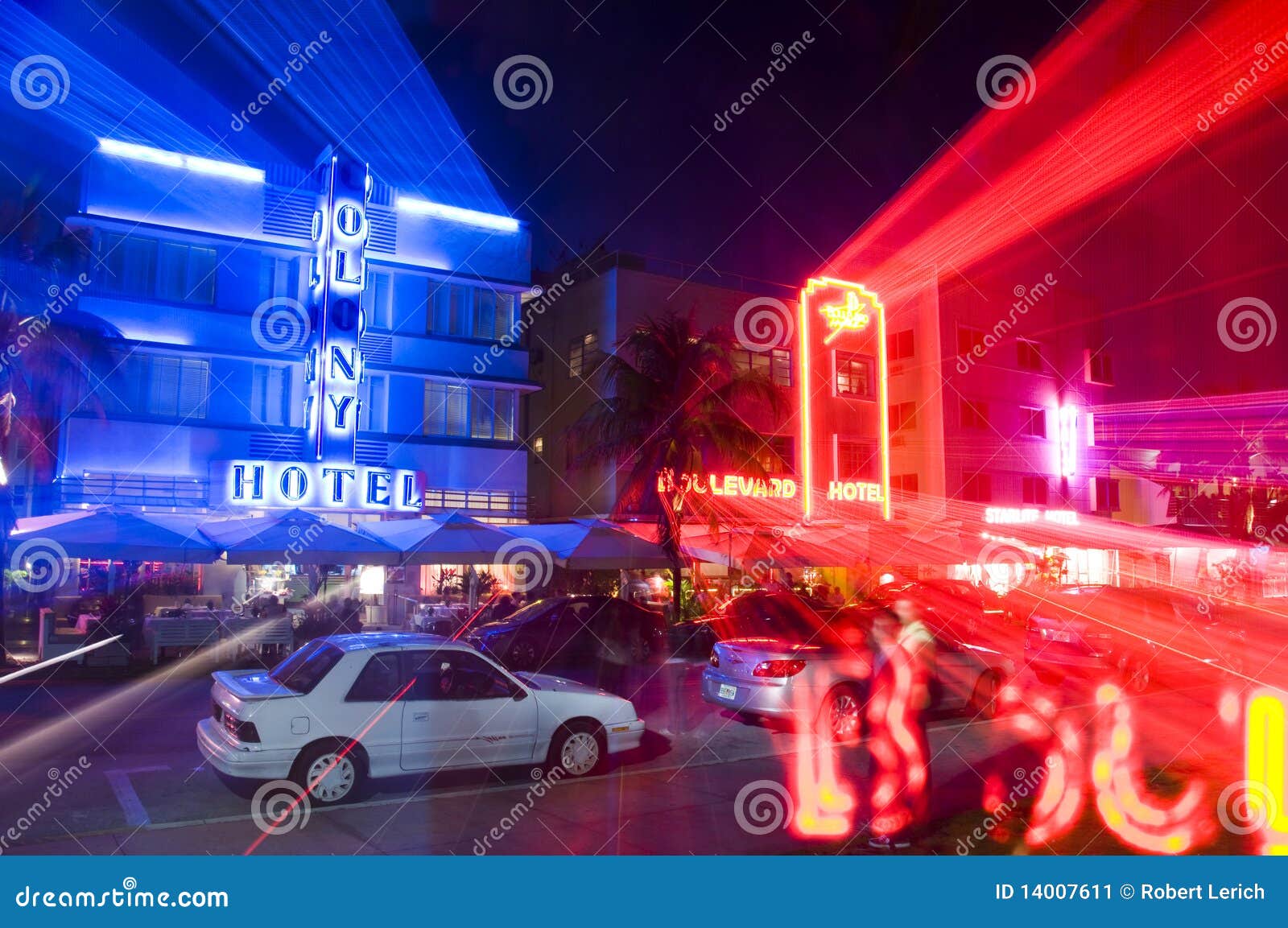 South Beach Miami Hotels Neon Lights Editorial Photo - Image of classic ...