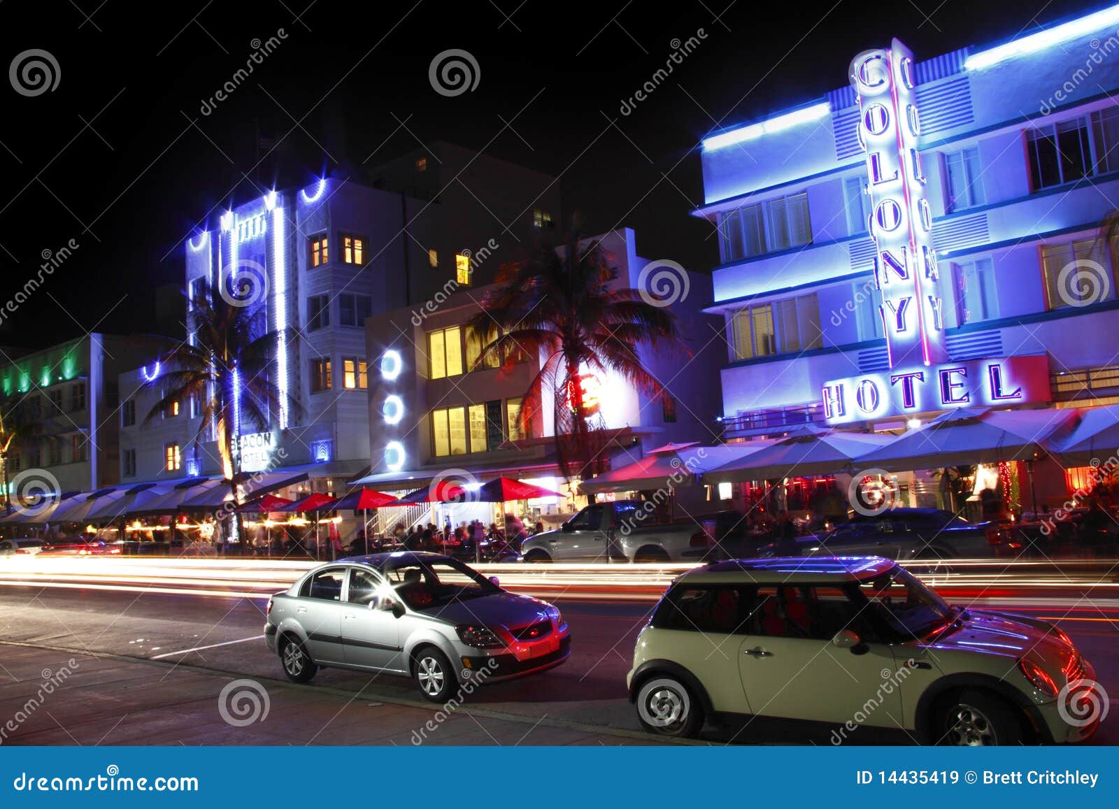 South Beach Miami Night editorial stock image. Image of miami - 14435419