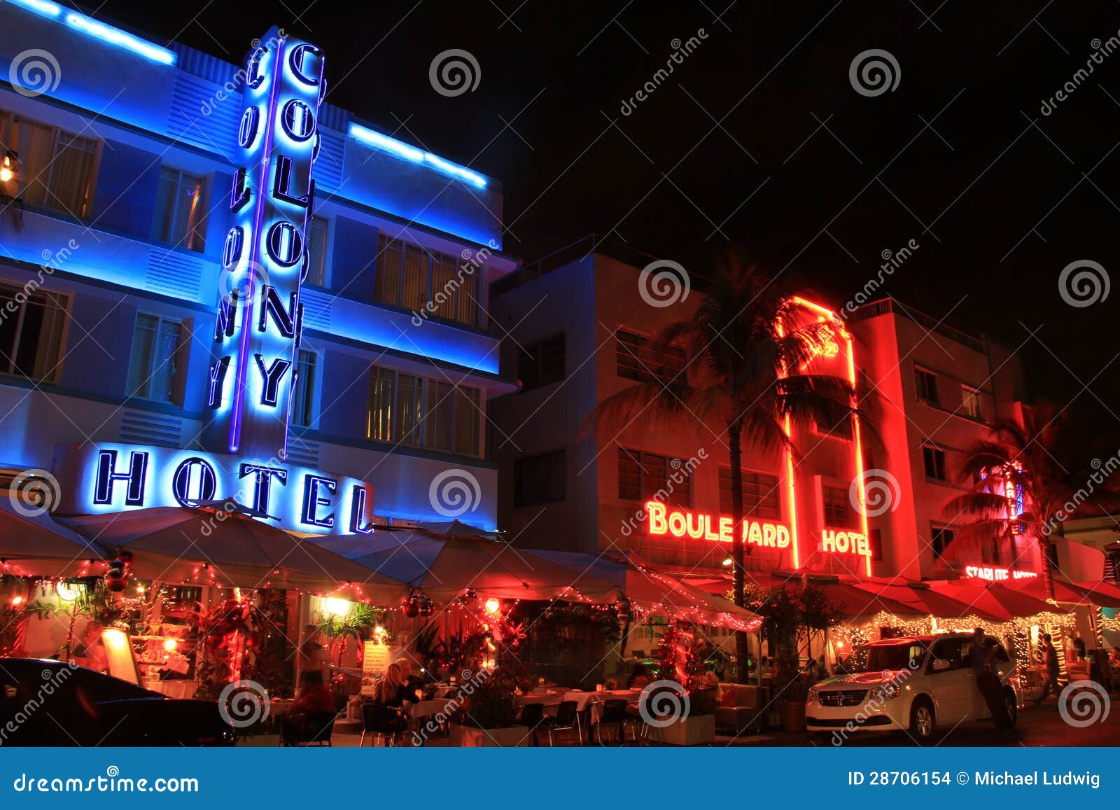 South Beach Neon lights editorial stock image. Image of party - 28706154