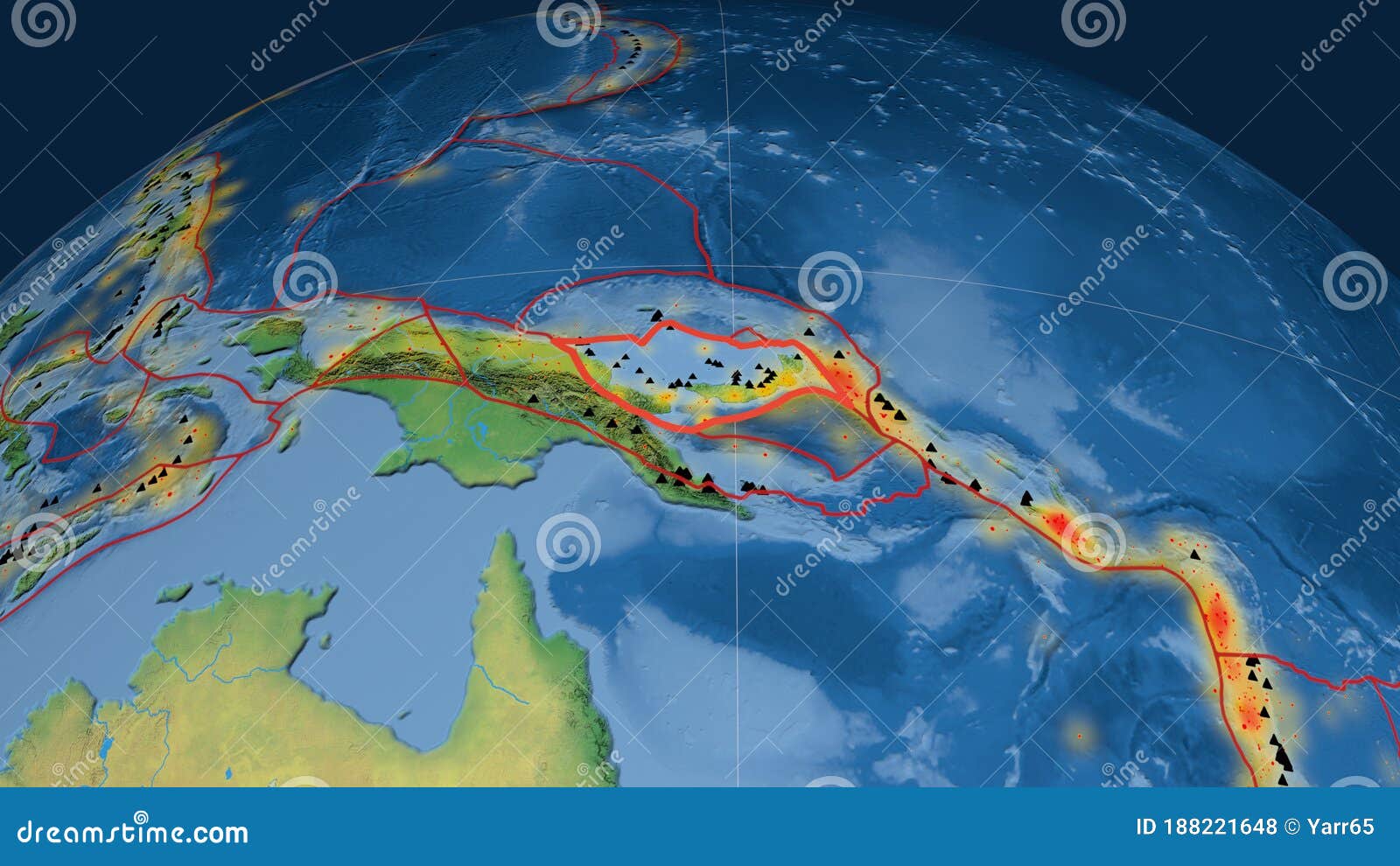 South Bismarck Plate Outlined - Natural Earth Stock Illustration ...