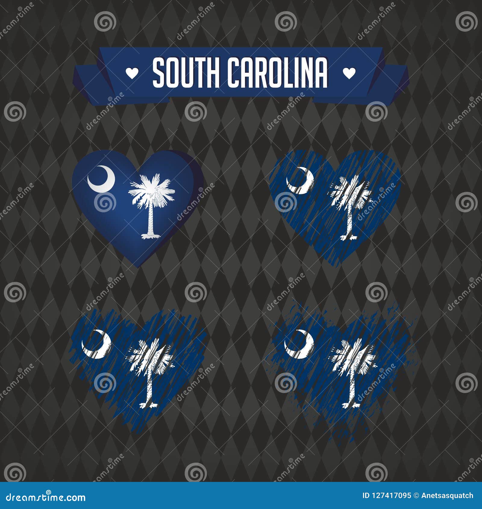 South Carolina with Love. Design Vector Broken Heart with Flag Inside ...