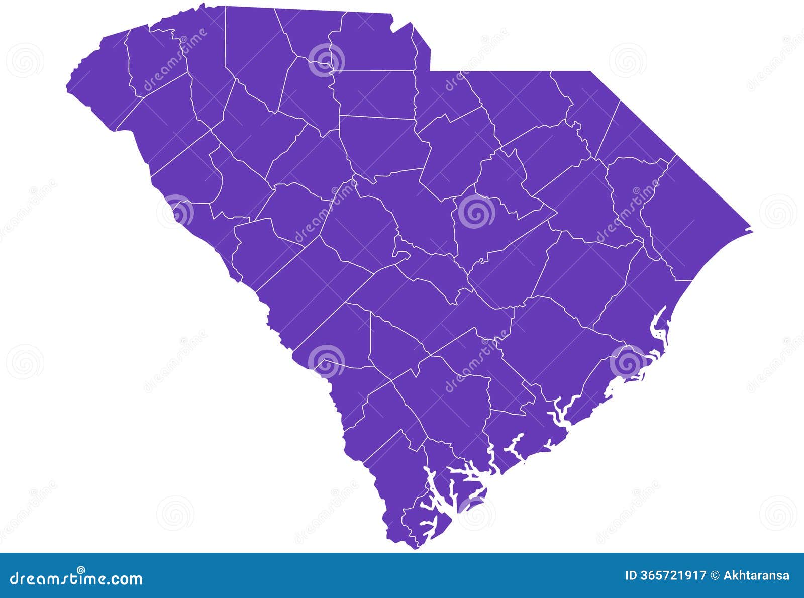 South Carolina Map. Counties Map Of South Carolina, Blank Map, Empty ...