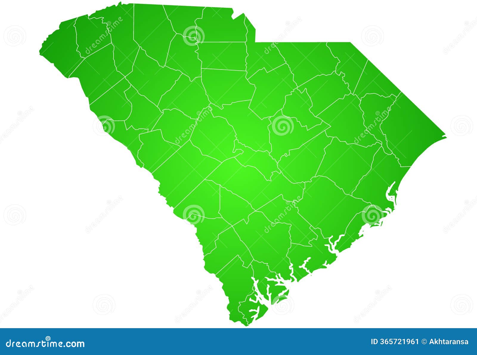South Carolina Map. Counties Map Of South Carolina, Blank Map, Empty ...