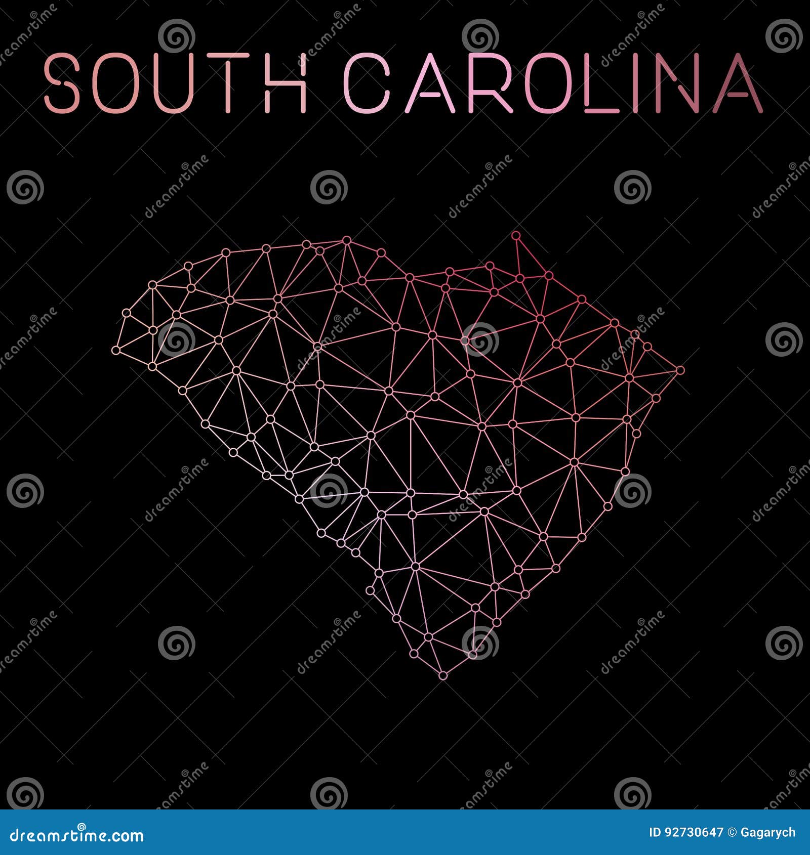 South Carolina Network Map. Stock Vector - Illustration of gradient ...