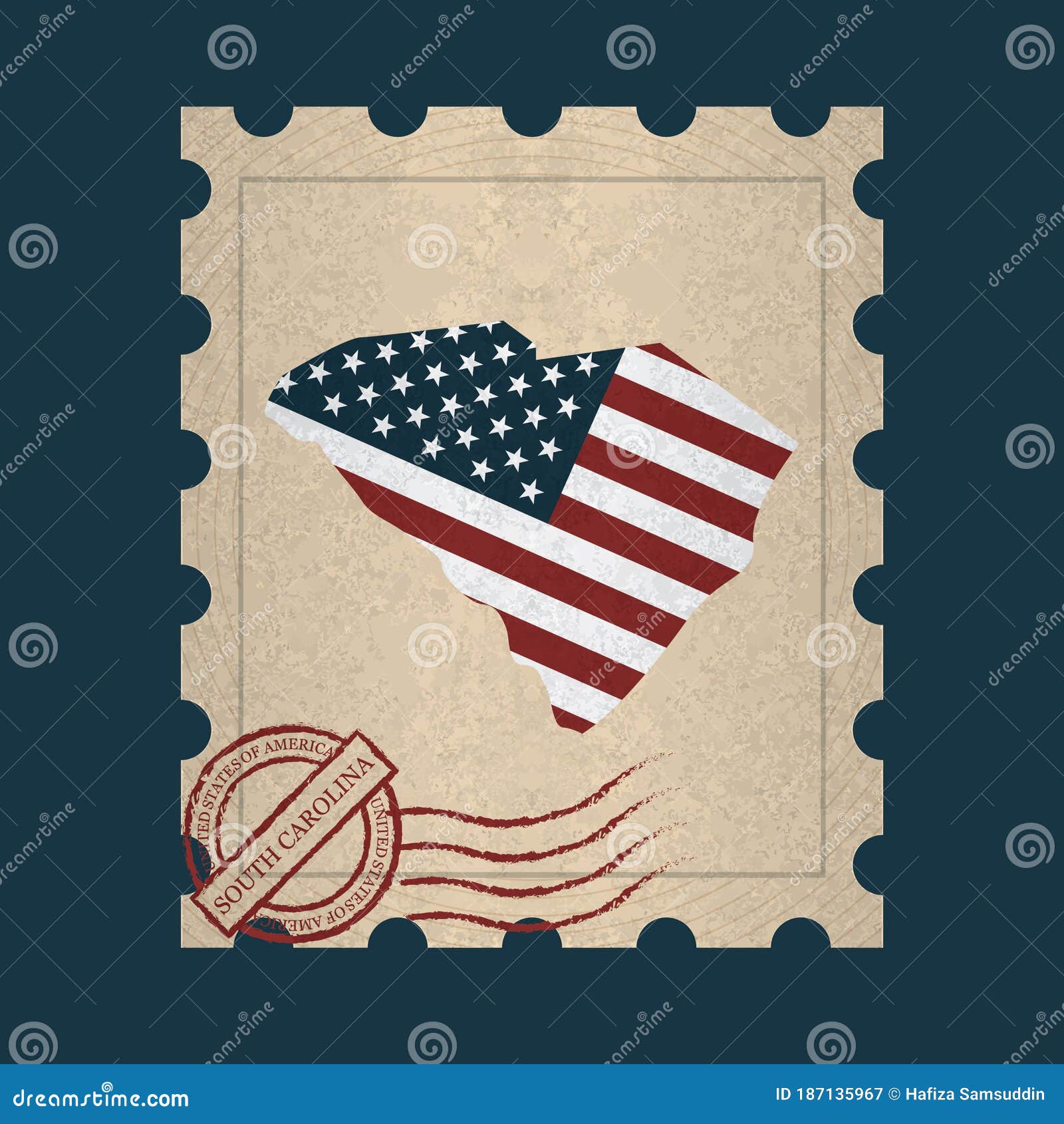 South Carolina Postage Stamp. Vector Illustration Decorative Design ...