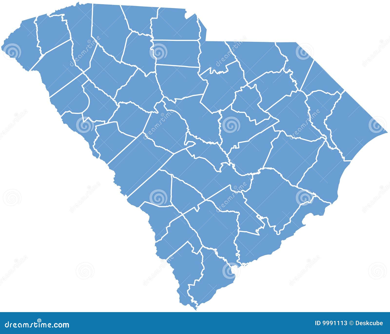 South Carolina State By Counties Stock Photos - Image: 9991113