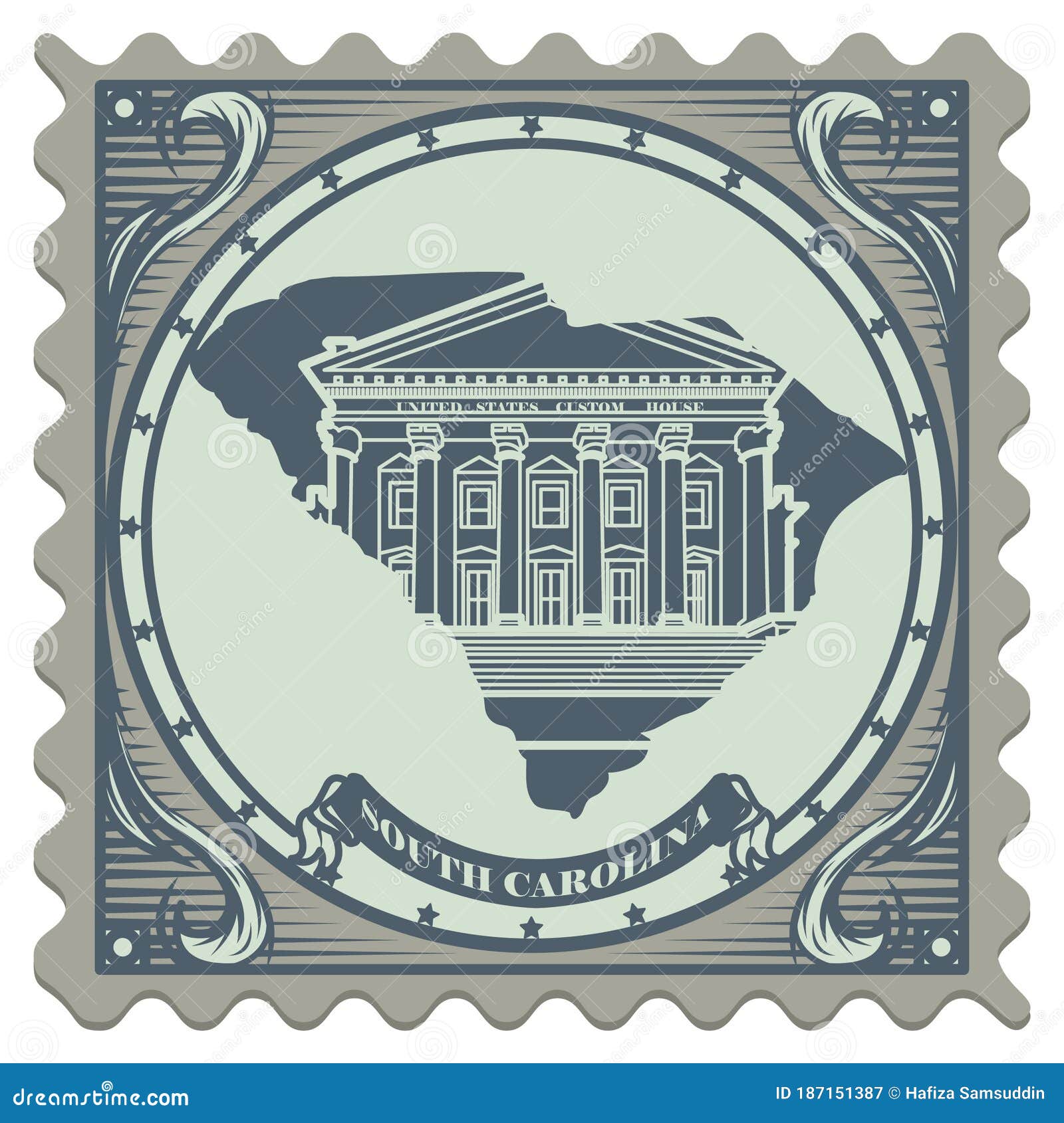 South Carolina State Postage Stamp. Vector Illustration Decorative ...