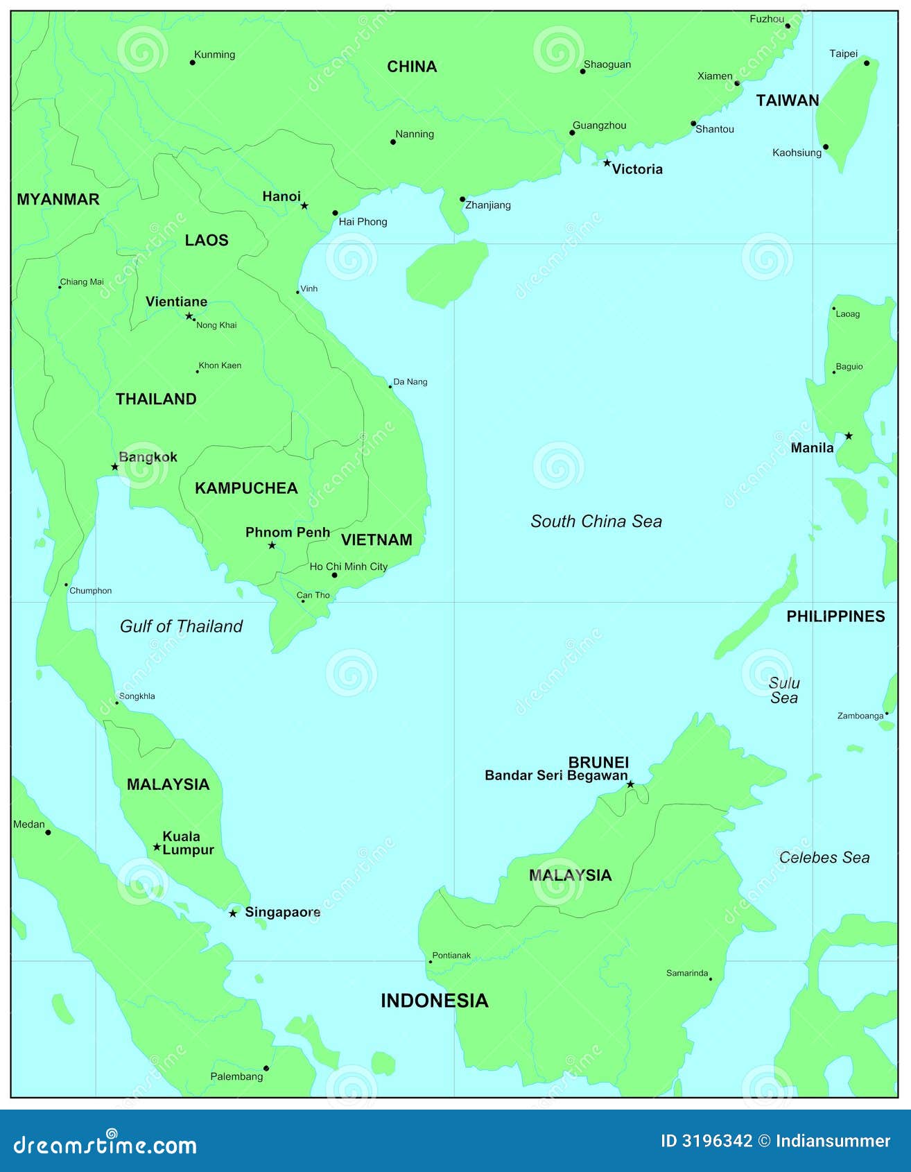 South China Sea Islands, Political Map Cartoon Vector | CartoonDealer ...