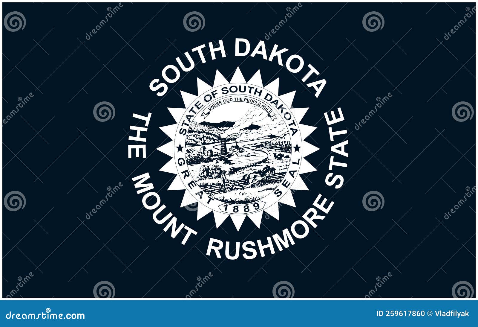 State Flag of South Dakota in Black and White Colors Stock Vector ...