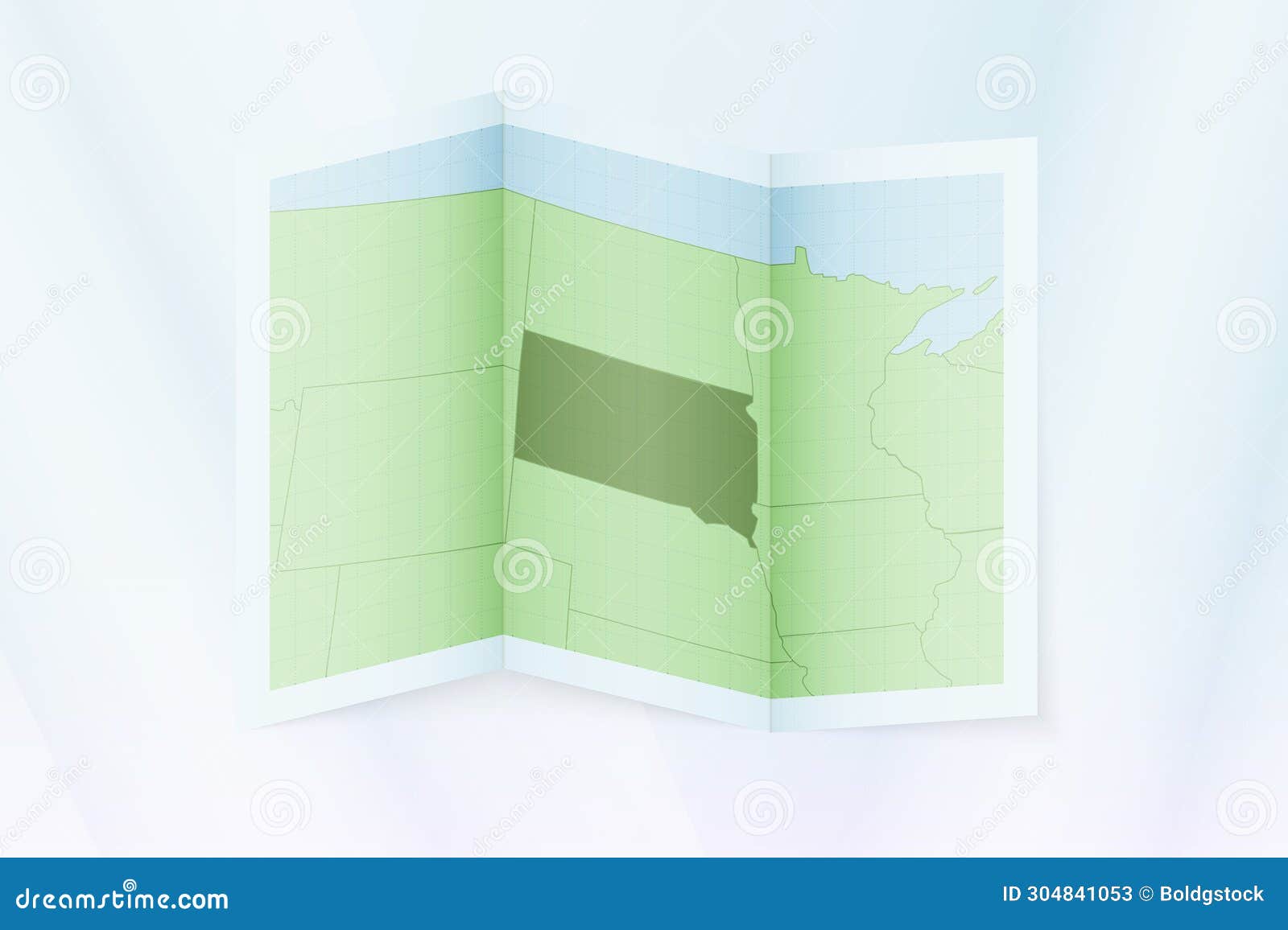 South Dakota Map, Folded Paper with South Dakota Map Stock Illustration ...