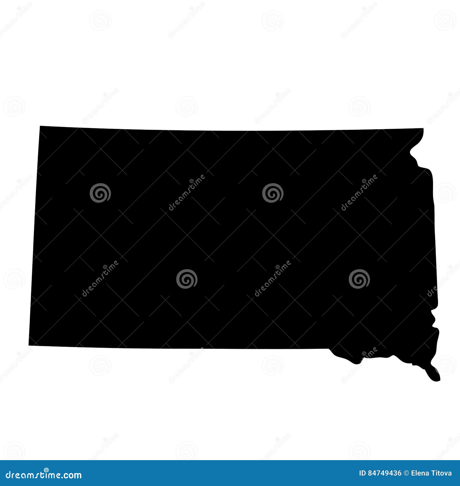 South Dakota SD State Map USA With Capital City Star At Pierre. Black ...