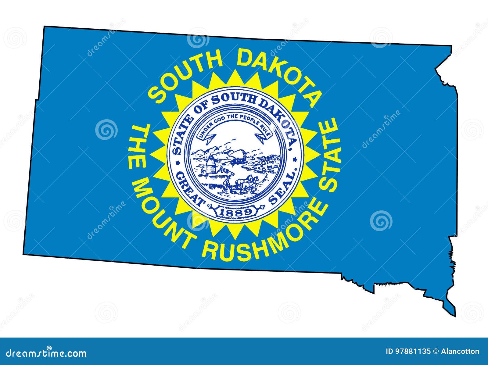 South Dakota Outline Map and Flag Stock Vector - Illustration of ...