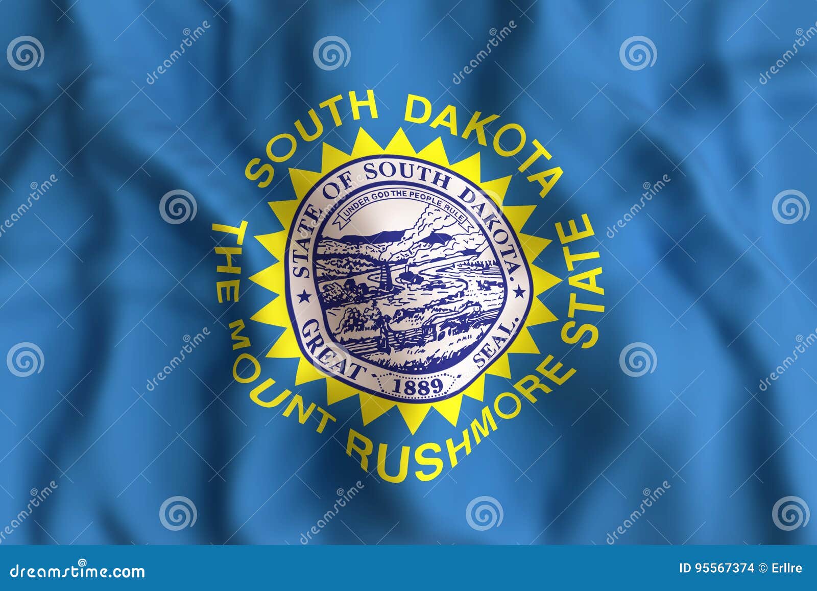 South Dakota State flag stock illustration. Illustration of emblem ...