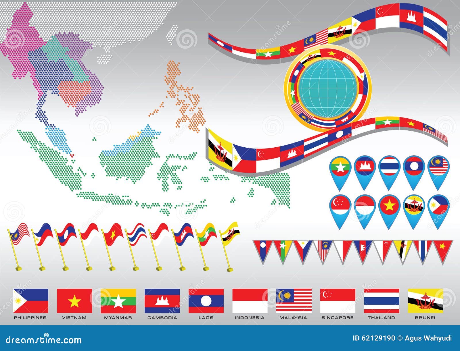 South East Asia Flag Illustration Stock Illustration - Illustration of ...