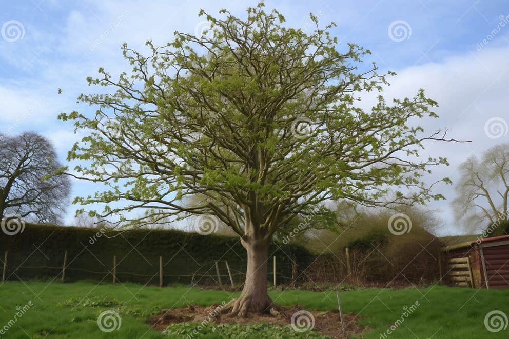 South-facing Tree with Sprouts Growing in Abundance Stock Illustration ...