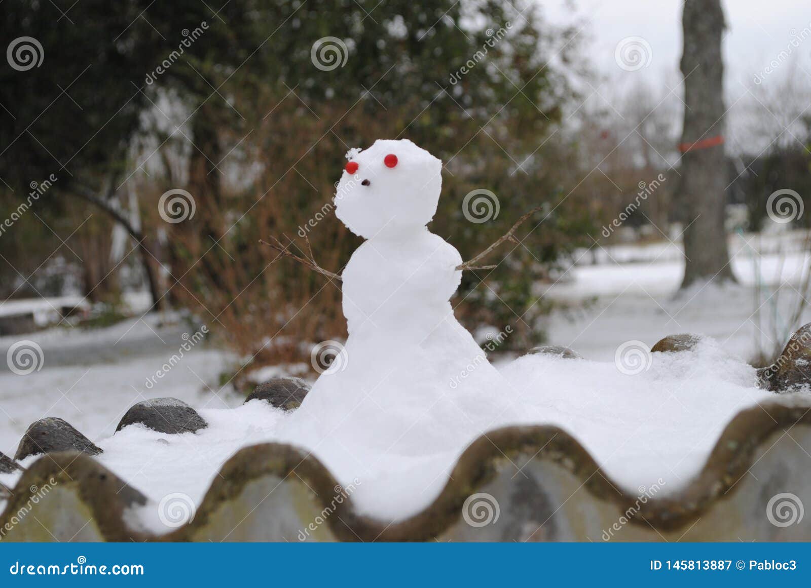Snowman Bathing In The Bird Bath Royalty-Free Stock Photo ...