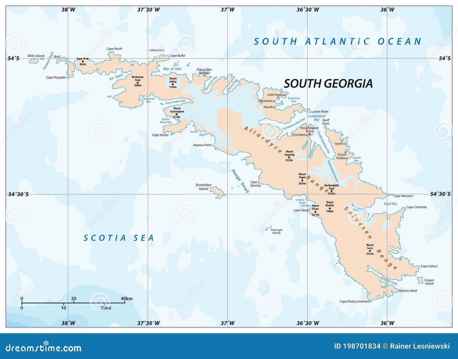 South Georgia, Political Map, A British Overseas Territory Vector ...
