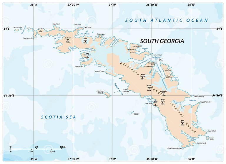 South Georgia Island Map stock vector. Illustration of design - 198701834