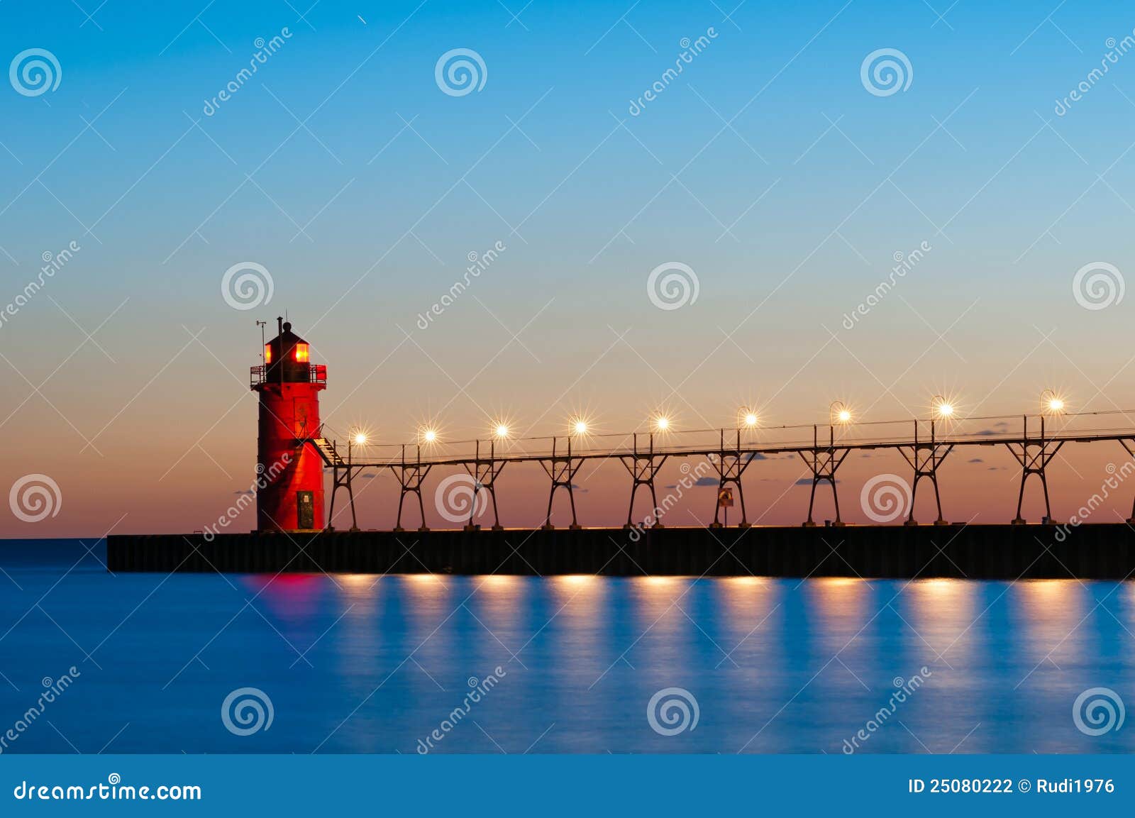 South Haven Lighthouse. stock photo. Image of beach, blue - 25080222