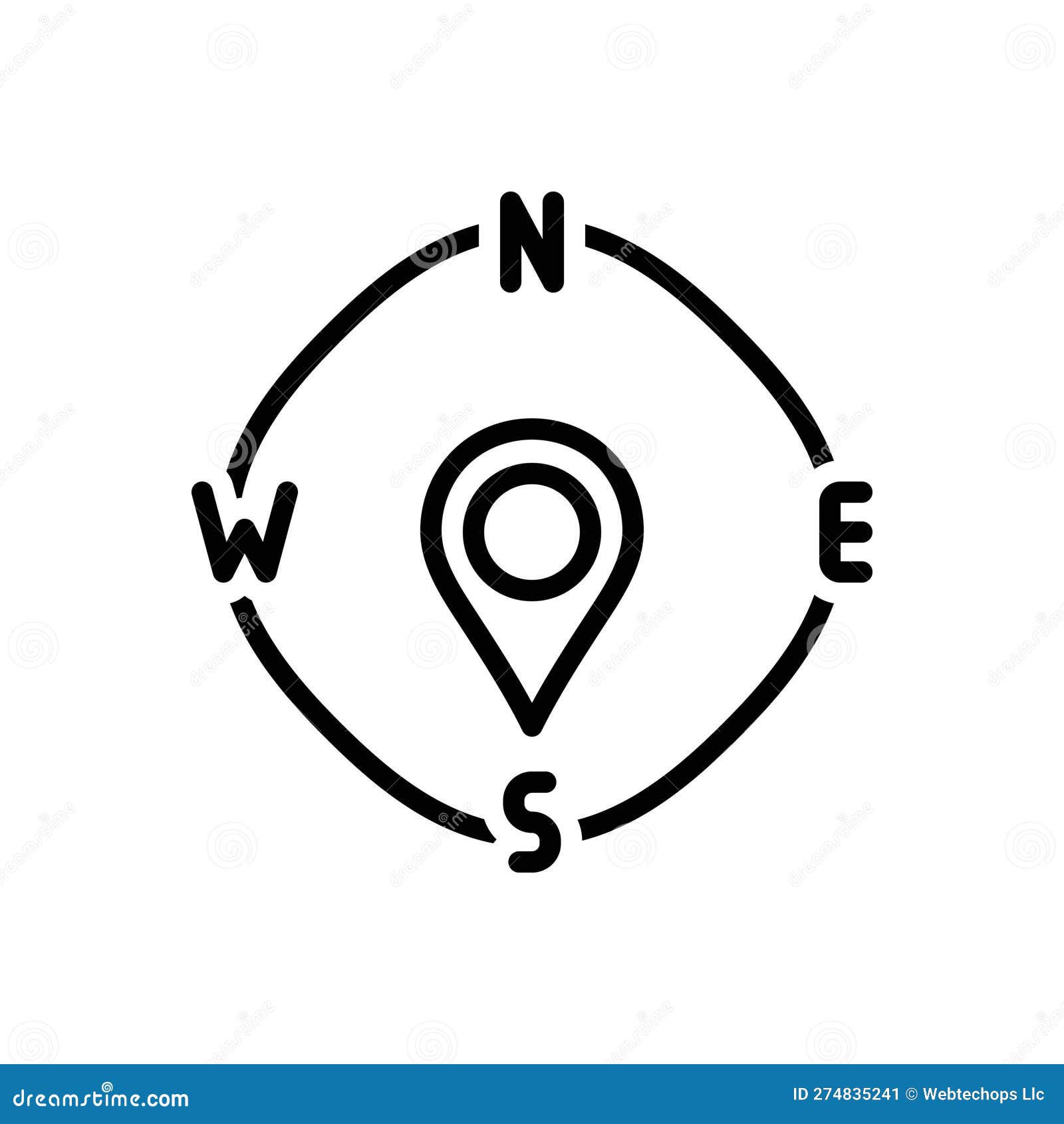 Black Line Icon for South, Compass and Discovery Stock Vector ...