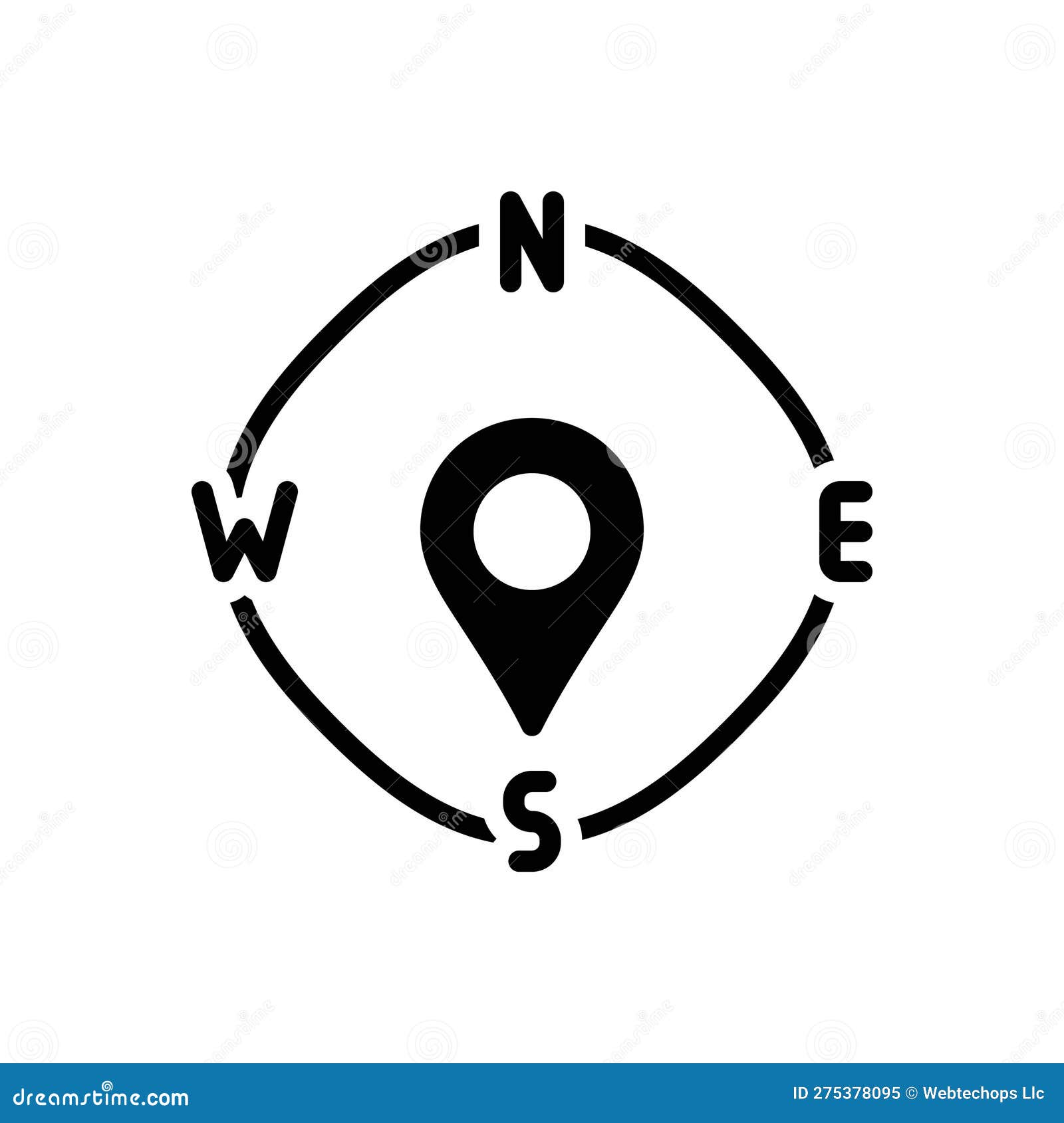 Black Solid Icon for South, Compass and Travel Stock Vector ...