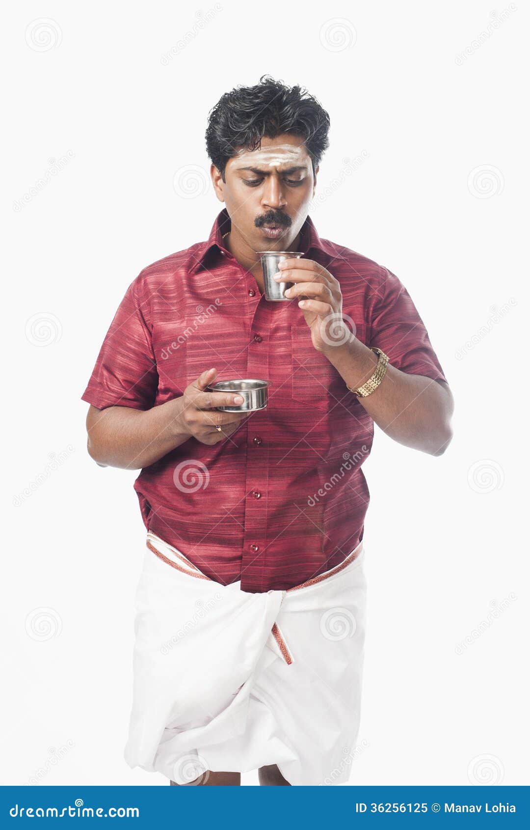 South Indian Man Having Tea Stock Image - Image of shot, threequarter ...