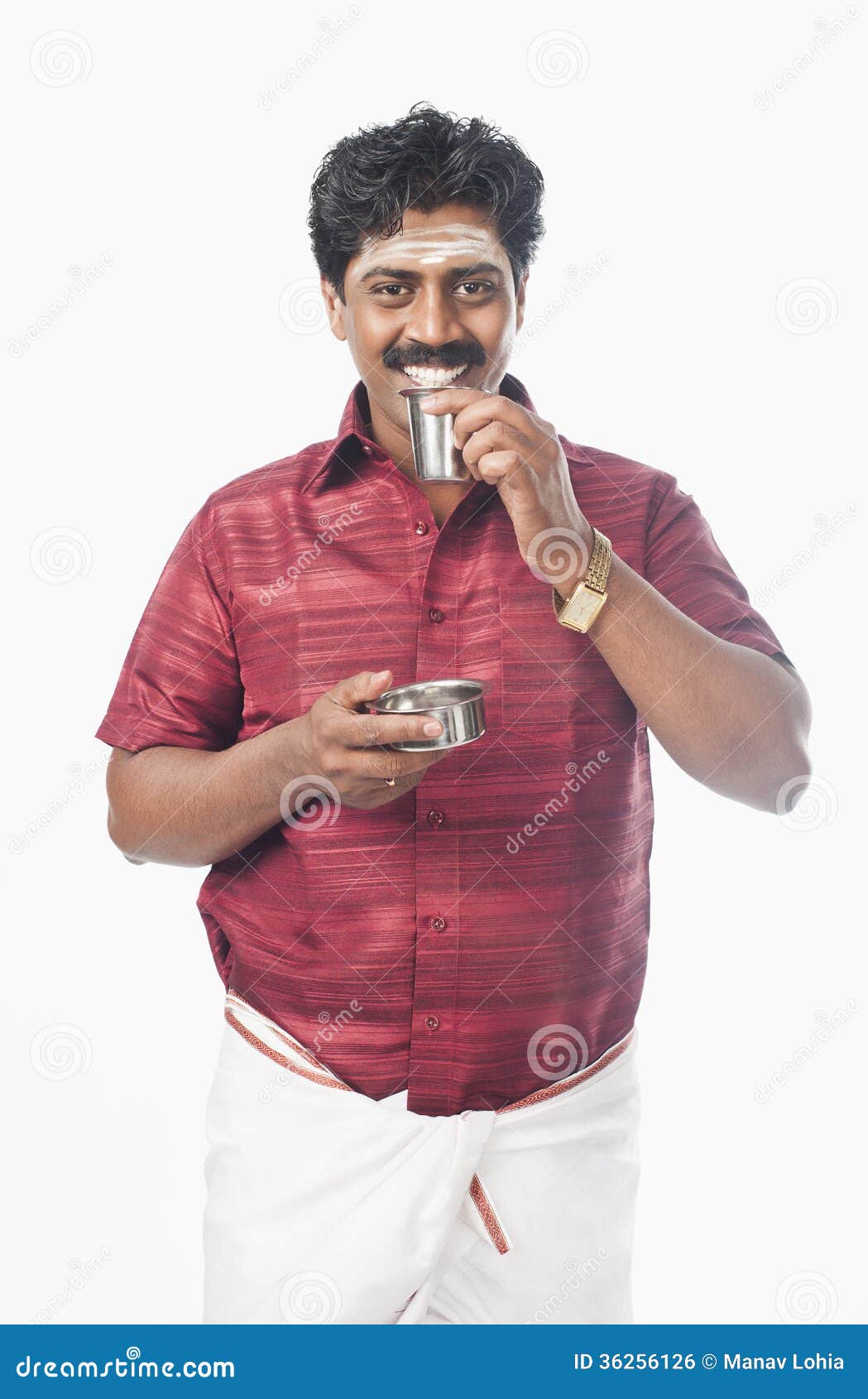 South Indian Man Having Tea Stock Photo - Image of clothing, lungi ...