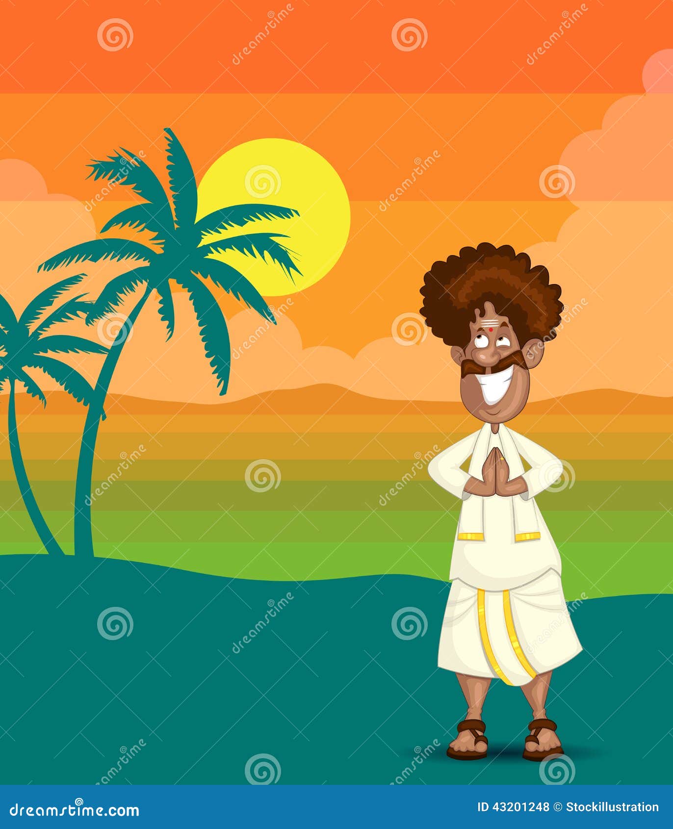 South Indian Man in Welcome Stock Vector - Illustration of costume ...