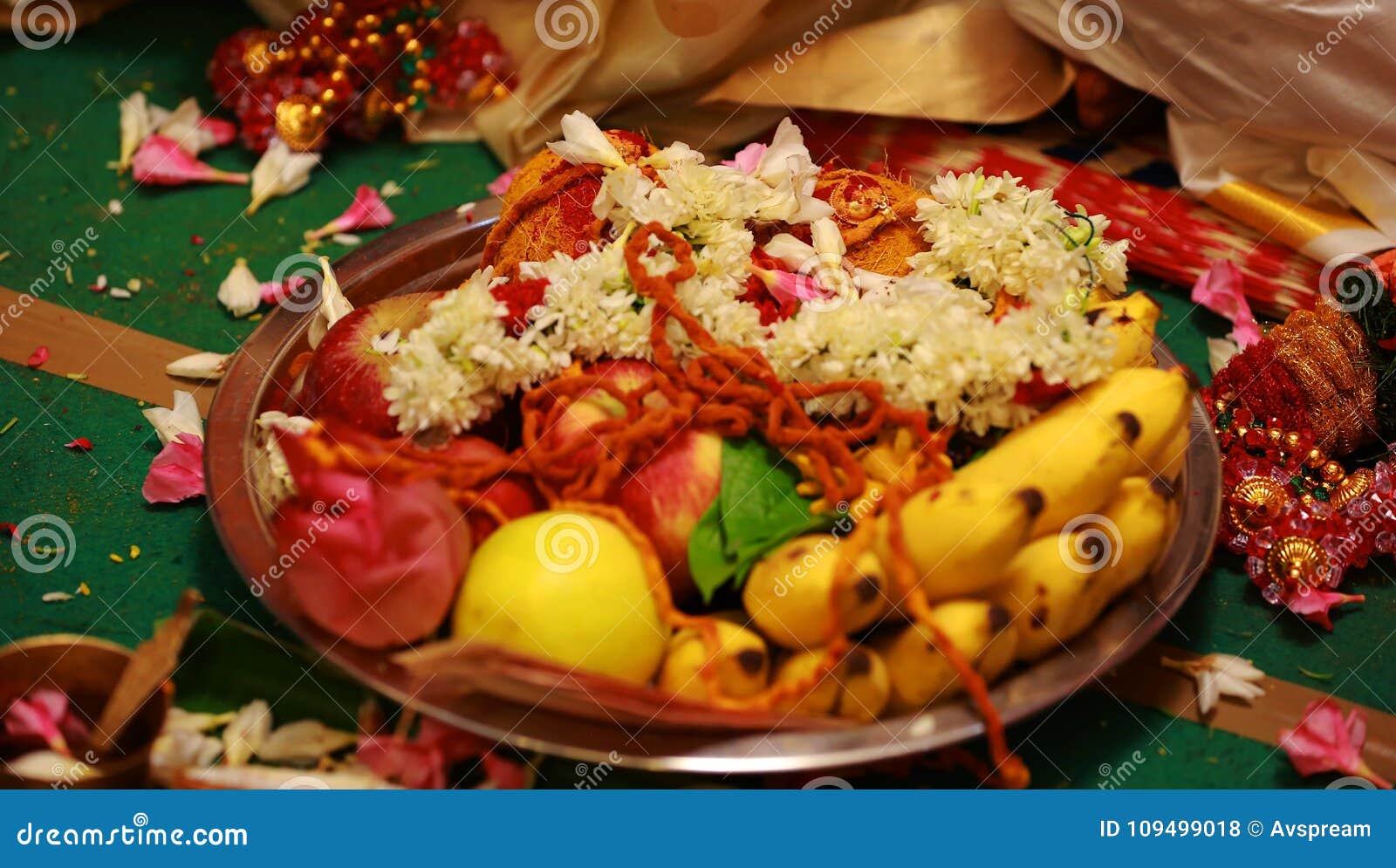 South Indian Prayer Items on a Wedding Day Stock Photo - Image of hindu ...