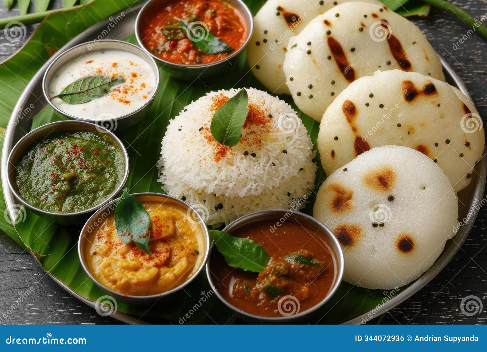 A Thali With Dal Fry, Rice, Roti, And Sabzi On A Pastel Peach ...