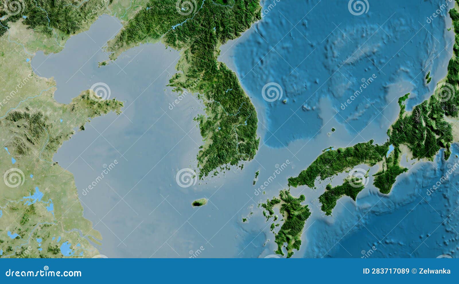 South Korea Area. Satellite Map Stock Illustration - Illustration of ...