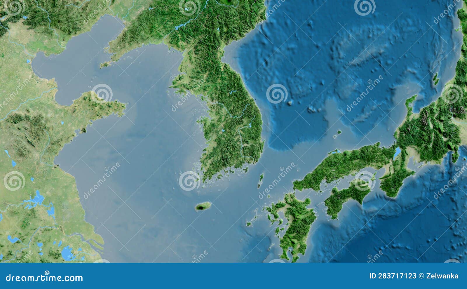 South Korea Area. Satellite Map Stock Illustration - Illustration of ...
