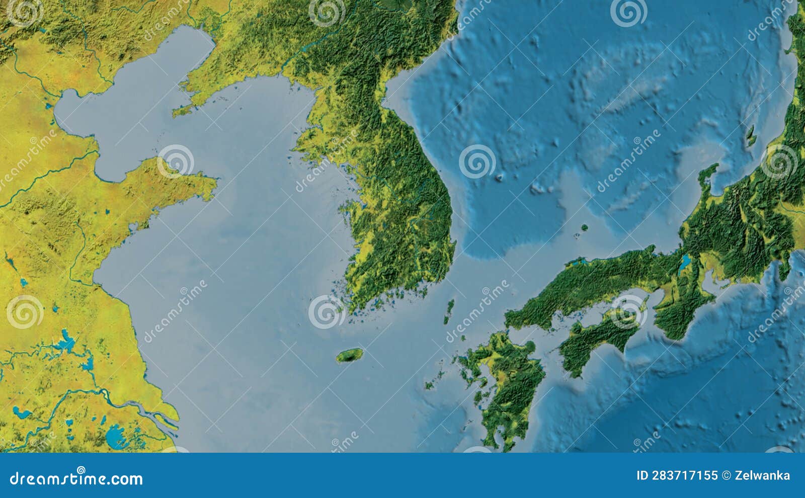 South Korea Area. Topographic Map Stock Illustration - Illustration of ...