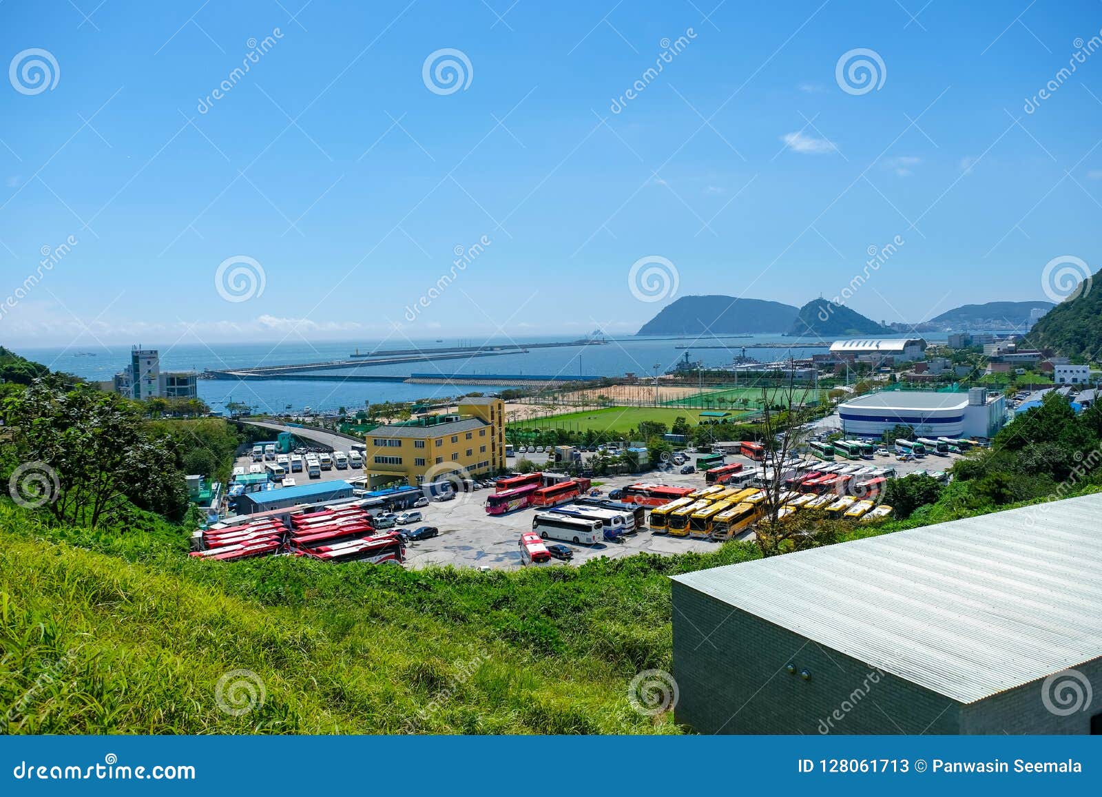 View of Busan Naval Base in Busan, South Korea. Stock Image - Image of ...
