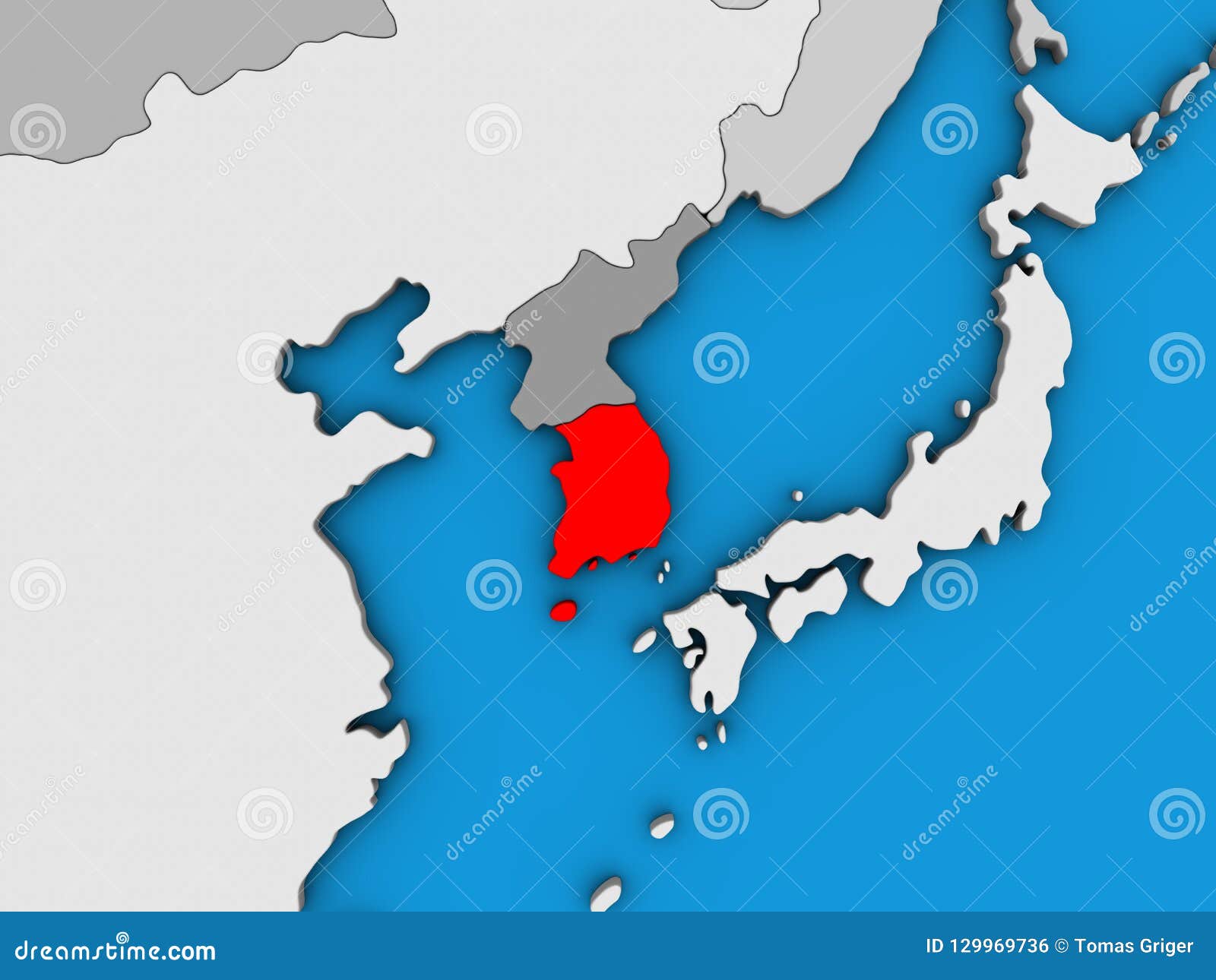 South Korea on 3D map stock illustration. Illustration of republic ...