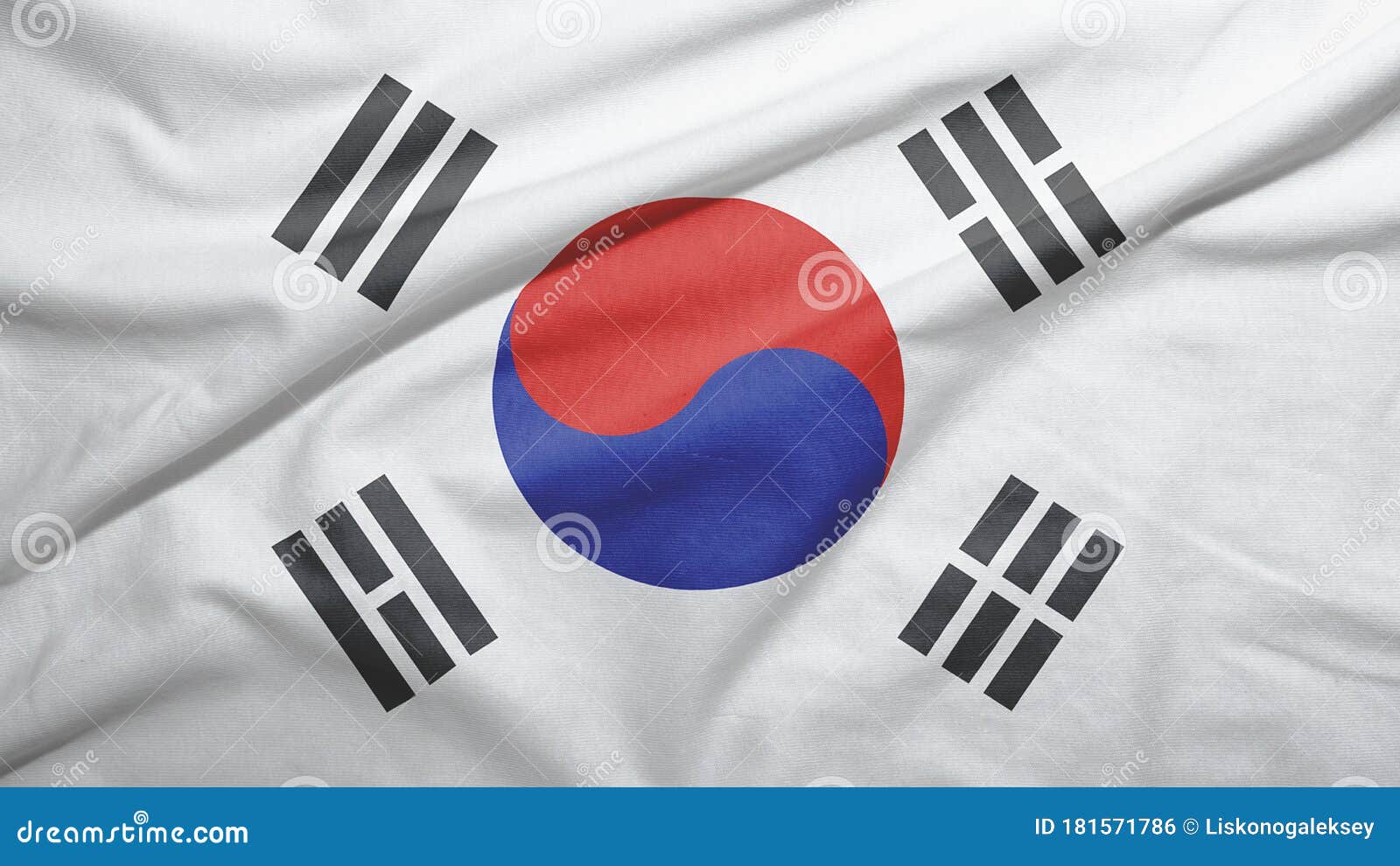 South Korea Flag with Fabric Texture Stock Photo - Image of poster ...