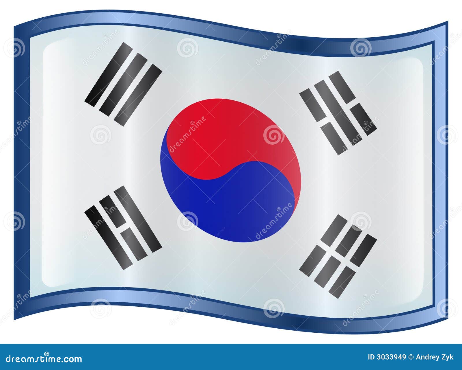South Korea Flag Icon stock vector. Illustration of crystal - 3033949