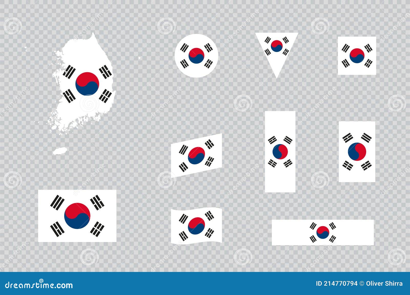 South Korea Flag Icon Different Shapes Map Vector Set Stock Vector ...