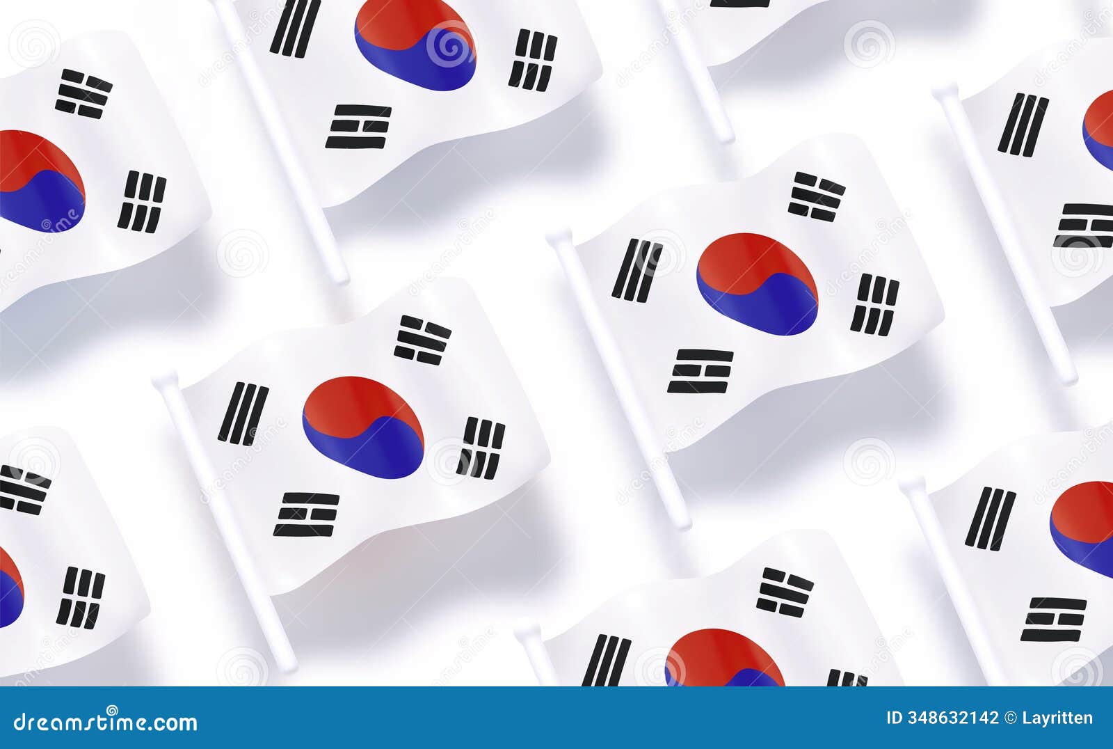 South Korea Flag Pattern Background White Soft Color. Realistic Cartoon ...