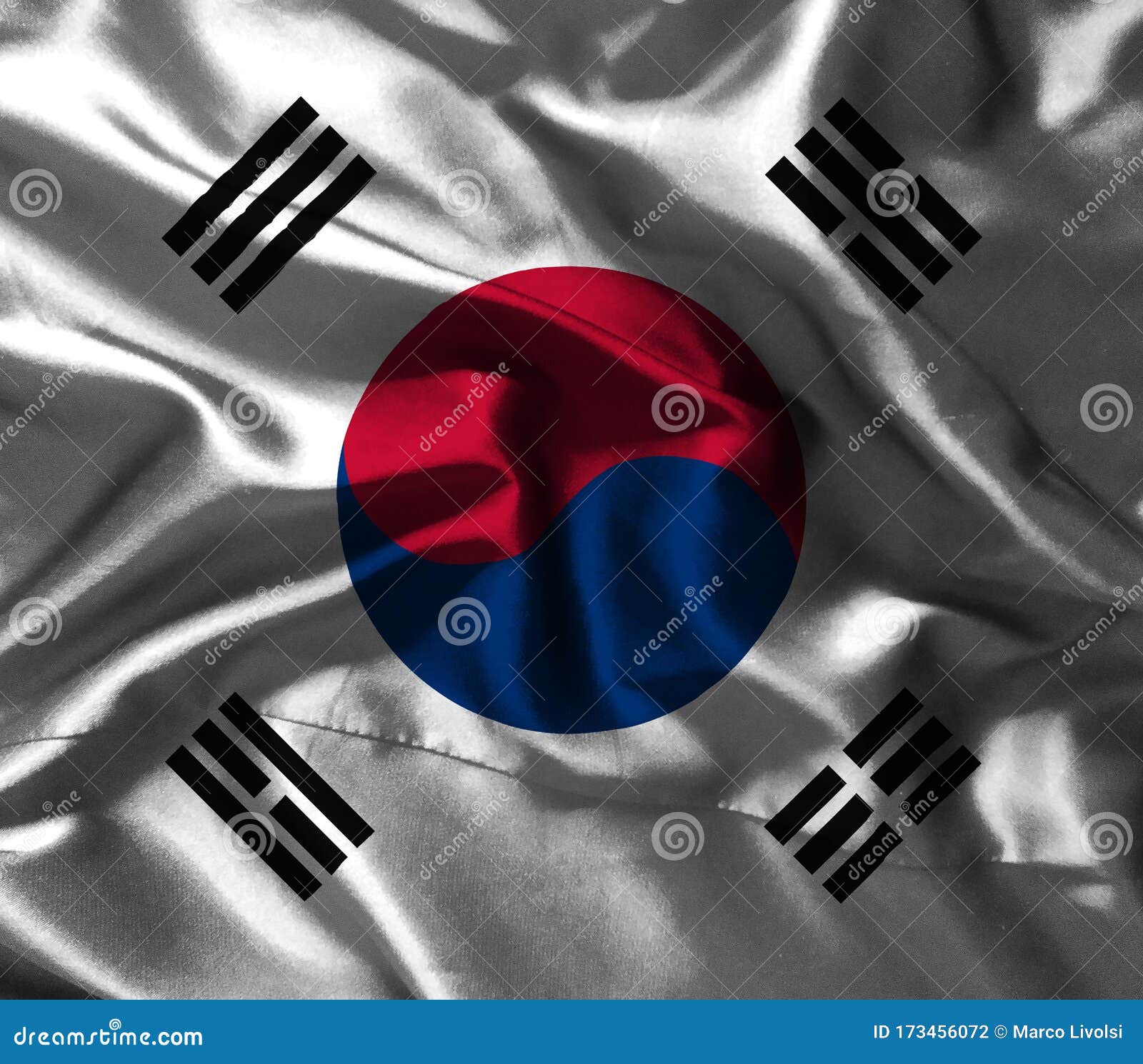South Korea Flag with Texture on Background Stock Illustration ...
