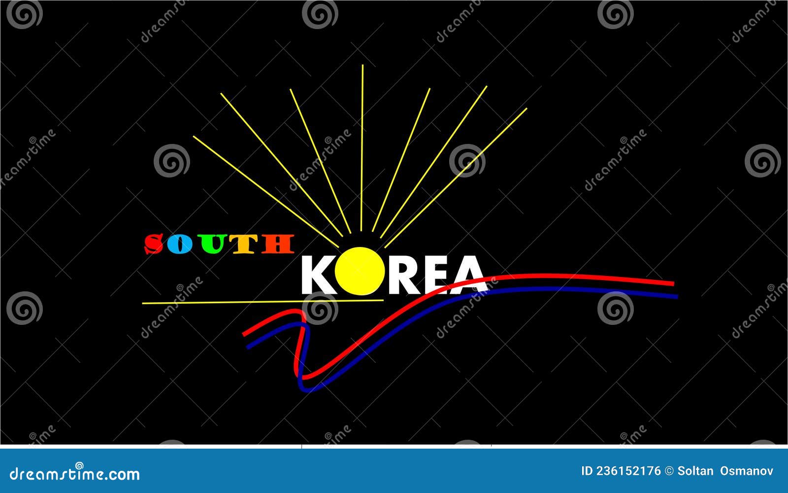 South Korea. Lettering on a Plain Black Background Stock Illustration ...