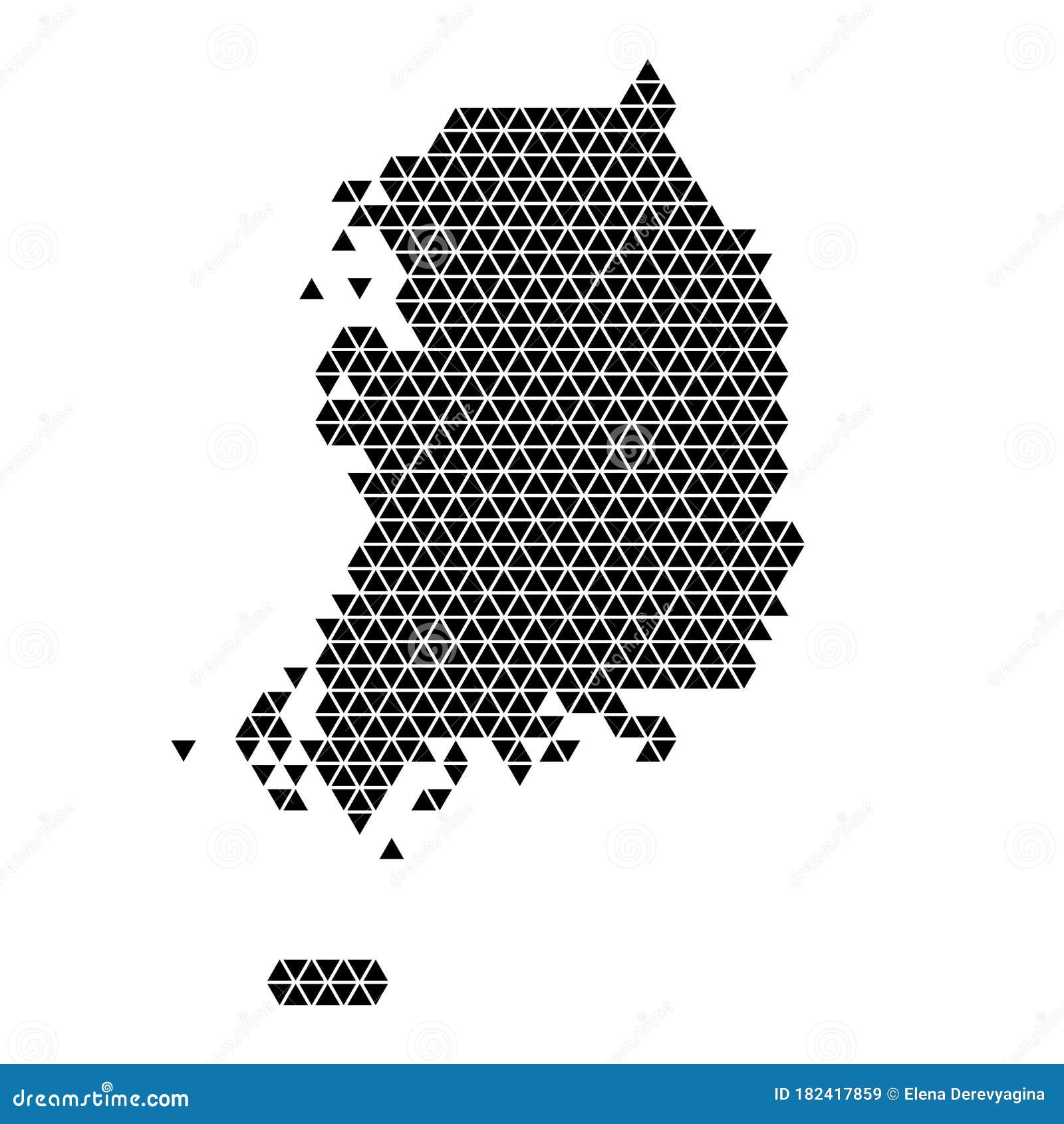 South Korea Map Abstract Schematic from Black Triangles Repeating ...