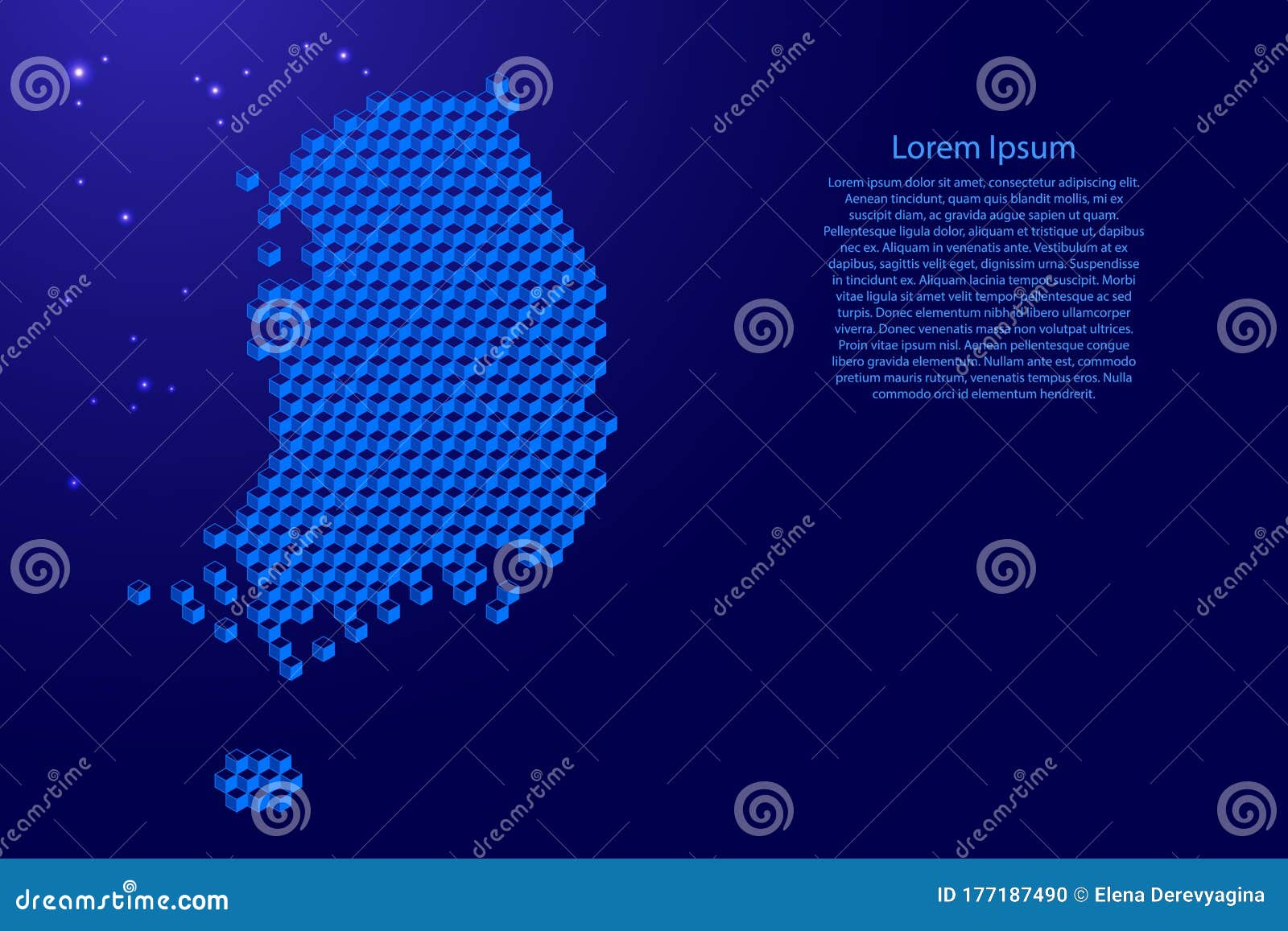 South Korea Map from 3D Blue Cubes Isometric Abstract Concept, Square ...