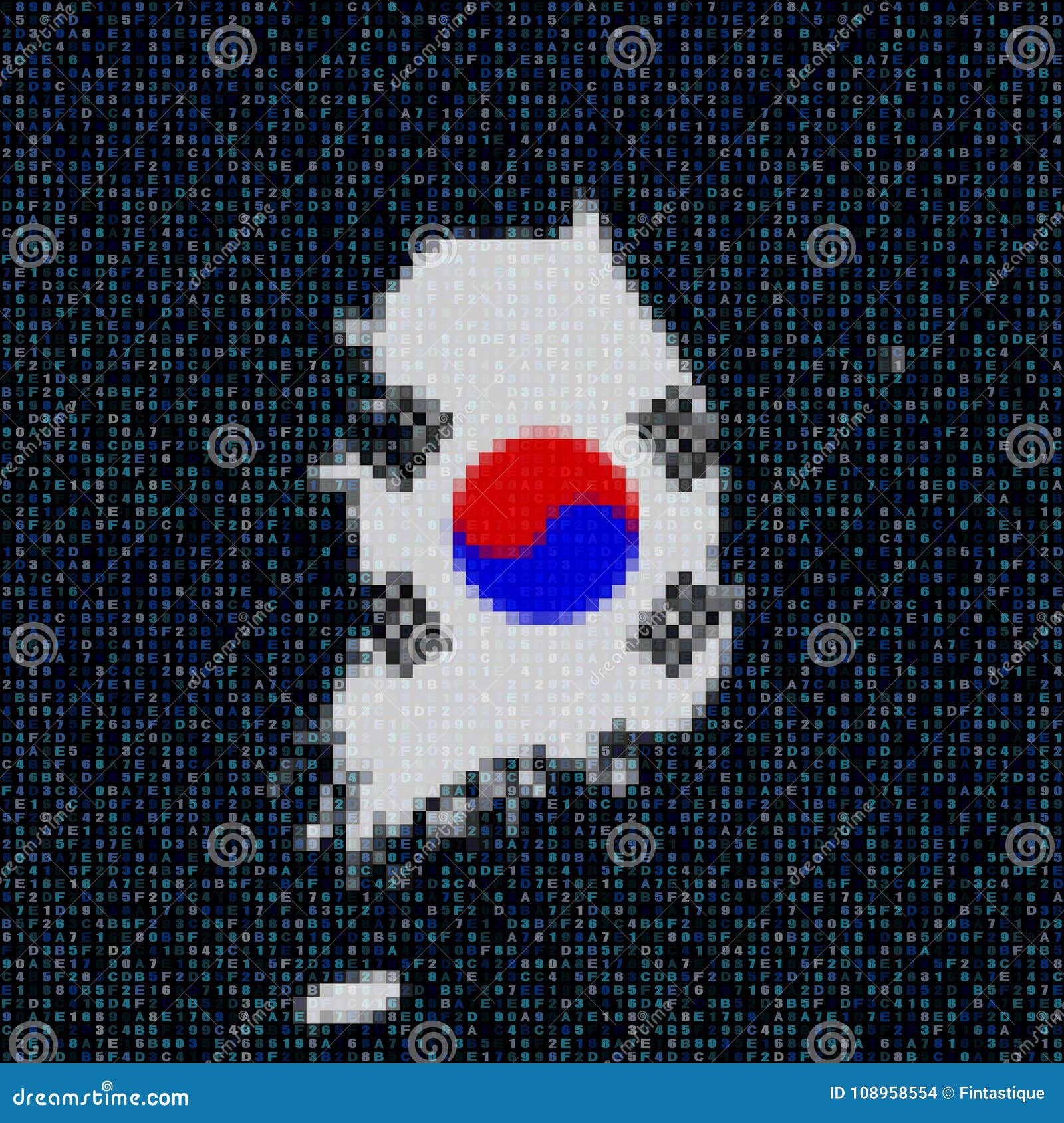 South Korea Map Flag on Hex Code Illustration Stock Illustration ...