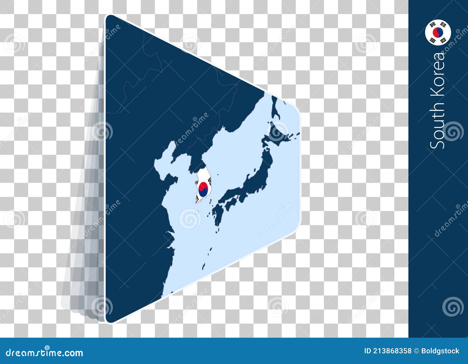 South Korea Map and Flag on Transparent Background Stock Vector ...
