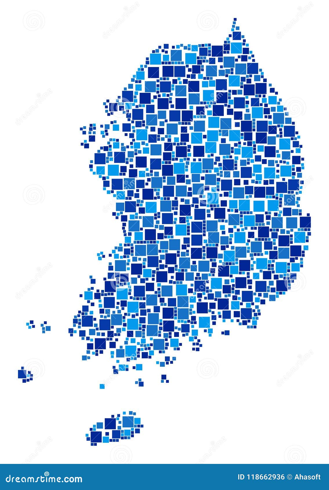 South Korea Map Mosaic of Squares Stock Vector - Illustration of korea ...